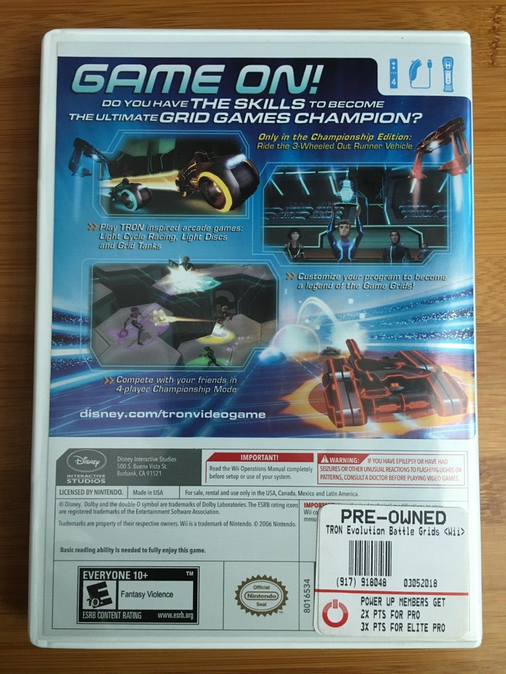 Tron Evolution Battle Grids (Nintendo Wii,2010) CIB Complete w/ Manual ...