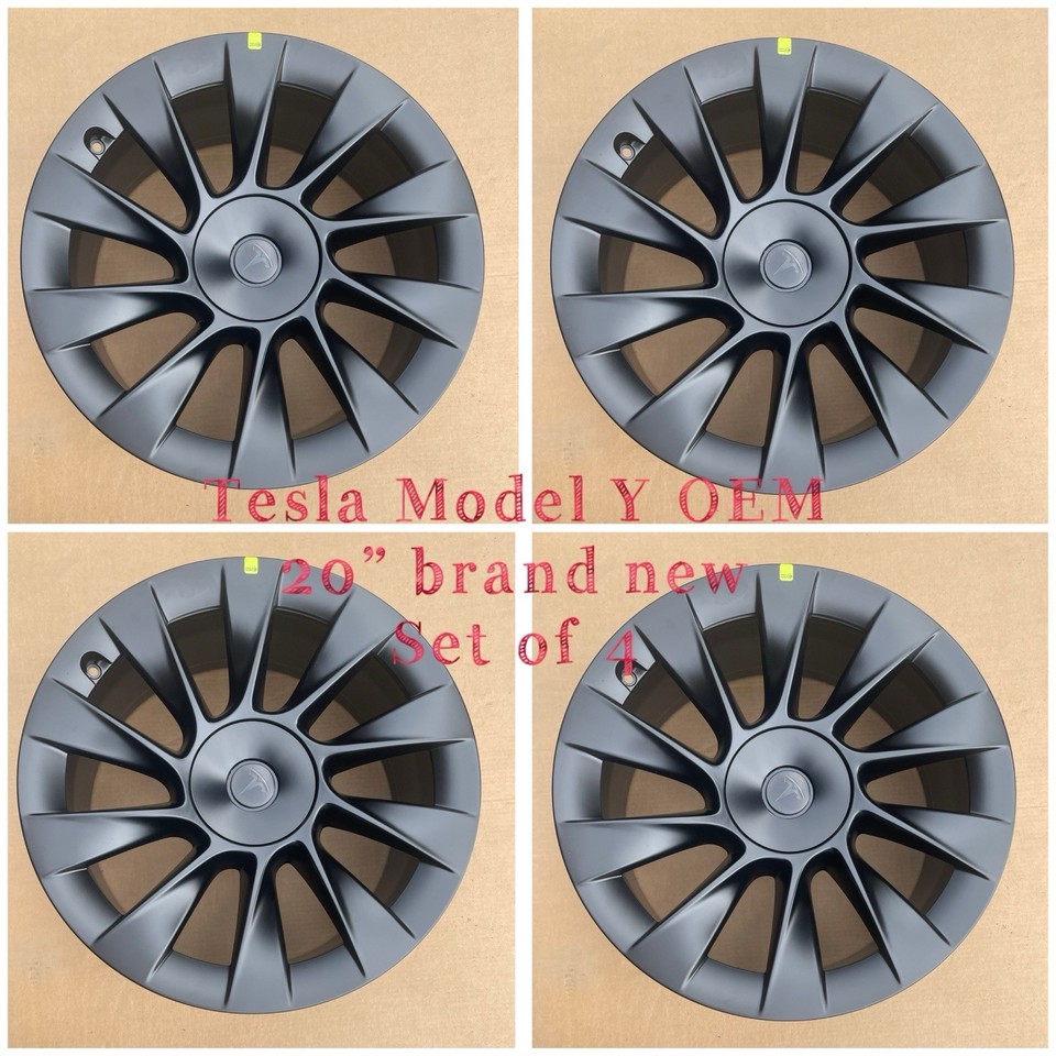 TESLA MODEL Y 20" OEM INDUCTION Wheels Rims Satin Black Set 118822300B ...