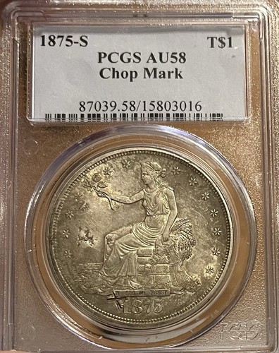 1875-S Chop Mark PCGS AU58 Trade Silver Dollar | eBay