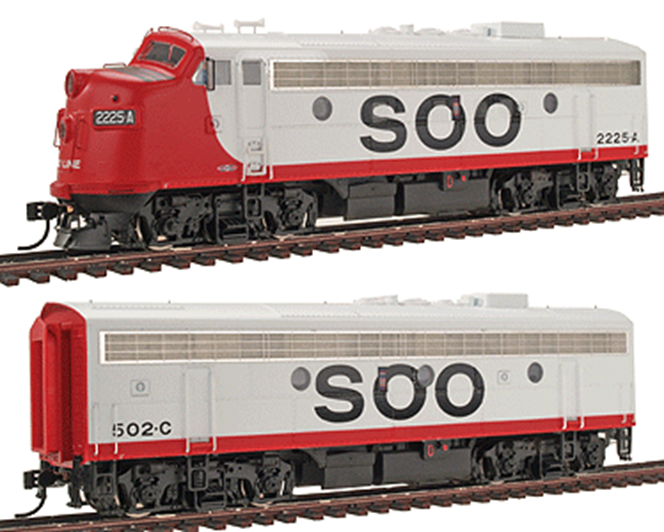 SOO LINE F7 - A/B units LOCO - DCC / QUANTUM SOUND " RED NOSE " - HO ...