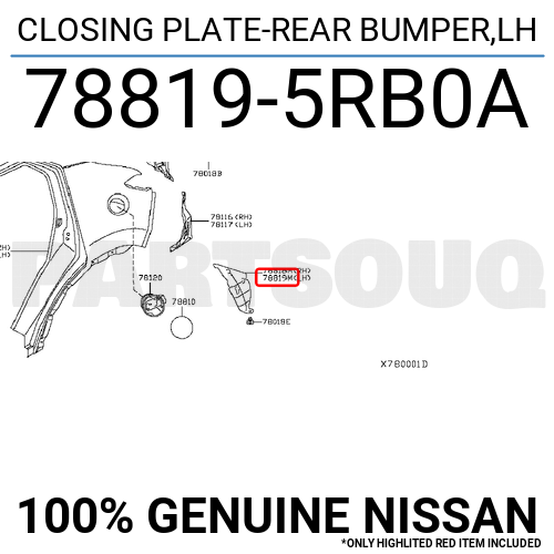 788195RB0A Genuine Nissan CLOSING PLATE-REAR BUMPER,LH 78819-5RB0A | eBay