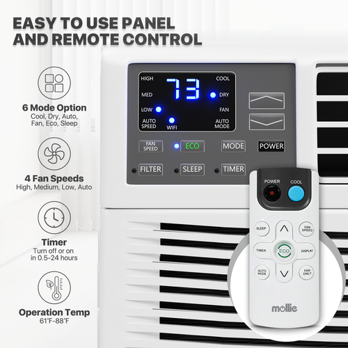 12000 BTU[WIFI APP Control]Window Air Conditioner Smart 6 Mode AC Unit ...