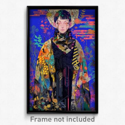 Anime Art Poster - Woman Feeling Acceptance Wearing Webbed Collared ...