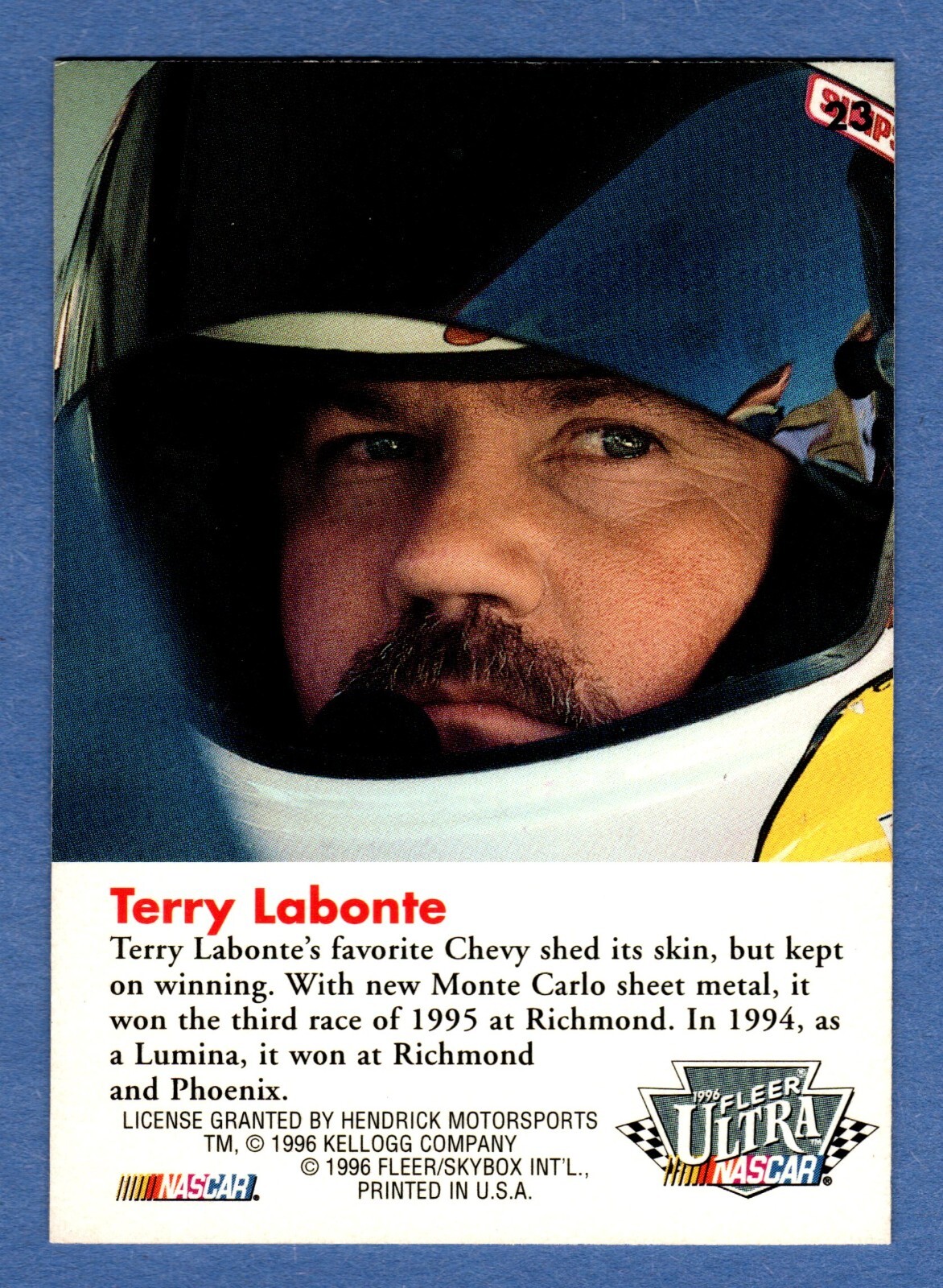 Terry Labonte 1996 Fleer Ultra Nascar Card #23 Kellog's Racing | eBay