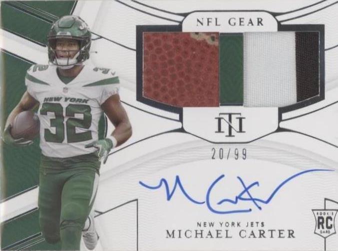 2021 Panini National Treasures - Rookie Nfl Gear Signature Combos Michael Carter #RSC-MC /99 (AU ...