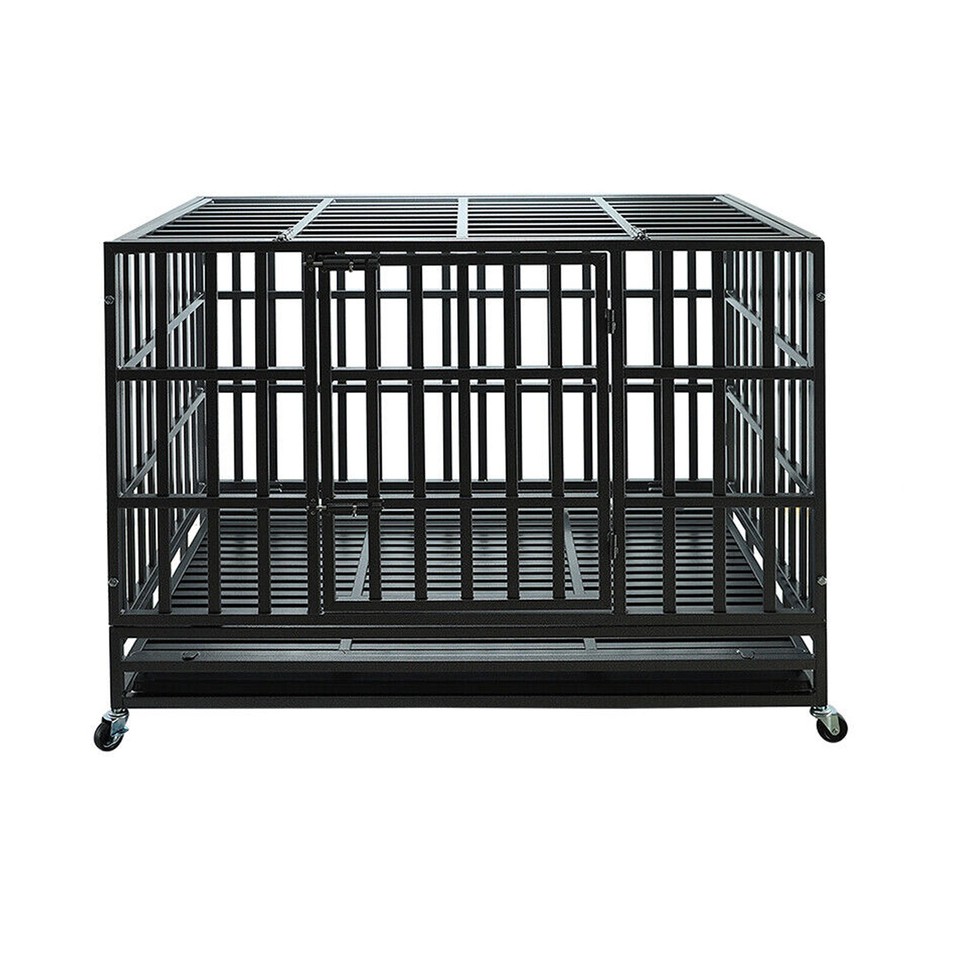 1pcs Heavy Duty Dog Kennel Pet Iron Crate Cage 47 inch | eBay