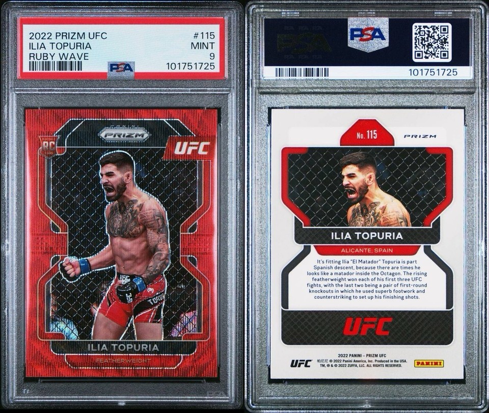 Ilia Topuria Rookie 2022 Panini Prizm UFC RC Red Ruby Wave Mint PSA 9 ...