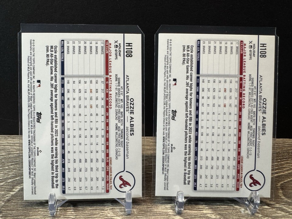 2024 Topps Holiday Ozzie Albies EXCLUSIVE PLAID SP & HOLIDAY TREE ...