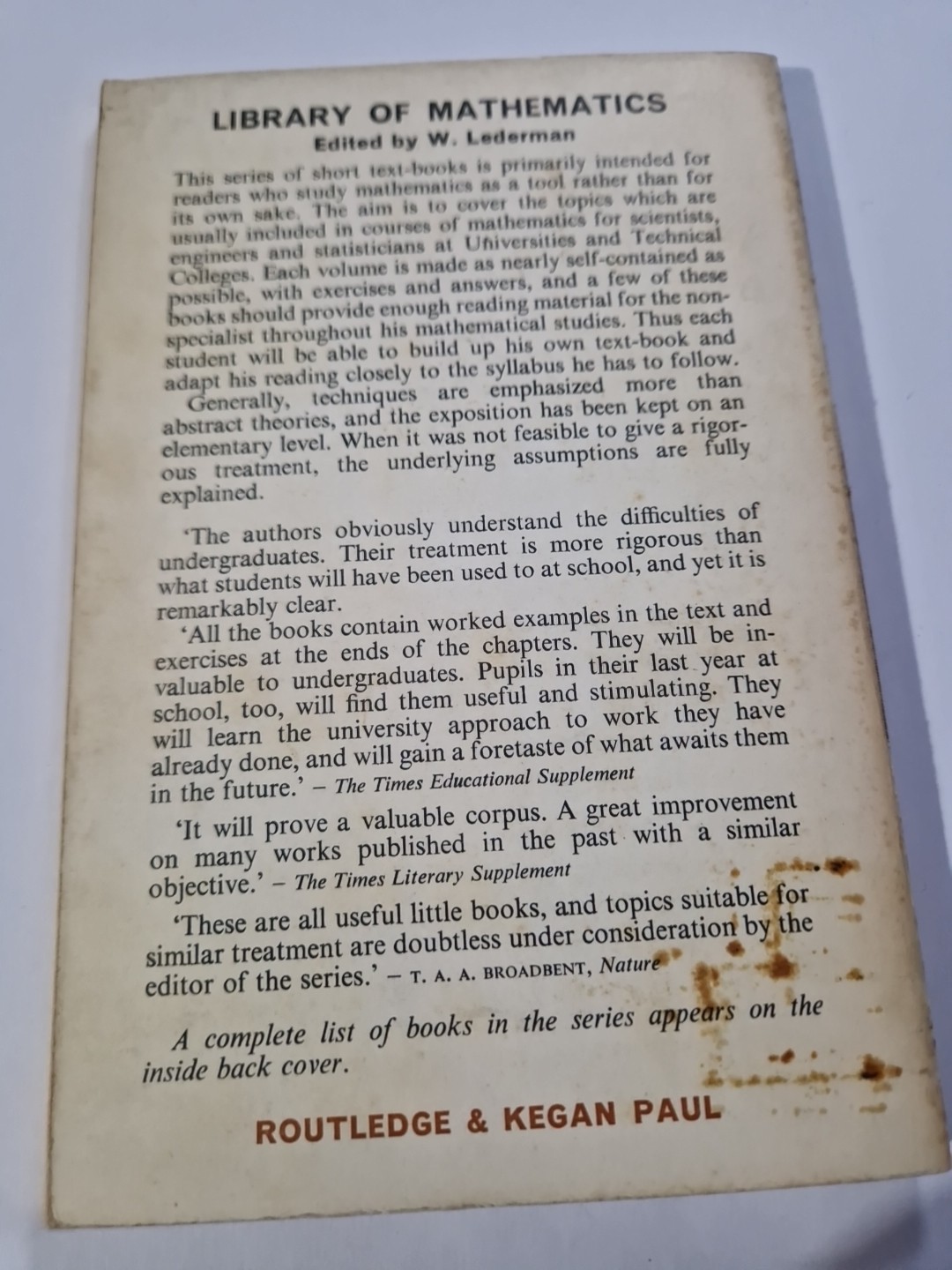 LIBRARY OF MATHEMATICS BOOK - PRINCIPLES OF DYNAMICS - Ledermann - 1 | eBay
