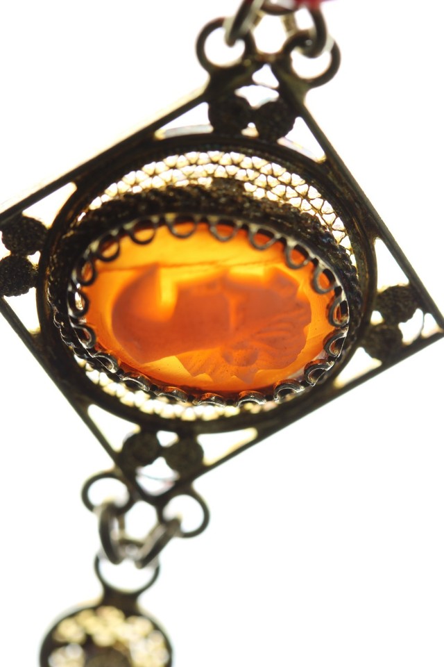 European 800 Silver Gold Gilt Delicate Filigree Hand Carved Shell Cameo ...