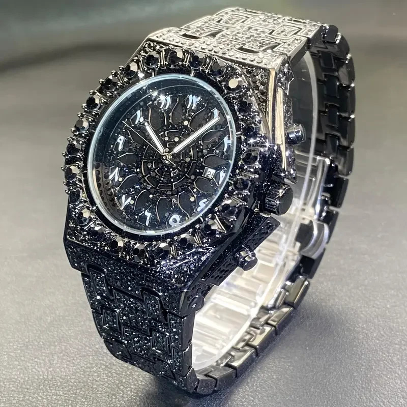 BRAND NEW 2025 Mens Black ICED OUT VVS MOISSANITE/DIAMOND SIMULATED ...