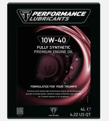 TRIUMPH 10W-40 FULLY SYNTHETIC ENGINE OIL 4 LITRE GENUINE TRIUMPH ...