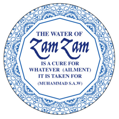 NON PERSONALISED BLUE ZAMZAM WATER Mecca Islam Hajj Labels Stickers ...