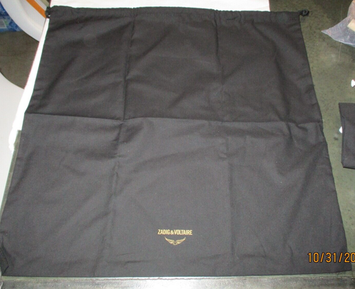 ZADIG & VOLTAIRE BOOT DUST BAG DRAWSTRING STORAGE BLACK AUTHENTIC XL 21 ...