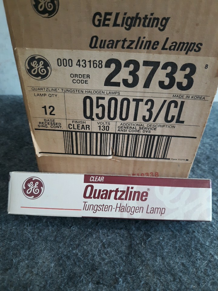 GE Quartzline Lot Of 12 Tungsten-Halogen Lamp Q500CL 500w 130v 23733 ...