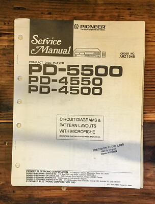 Pioneer PD-4500 PD-4550 PD-5500 CD Player Service Manual *Original* | eBay