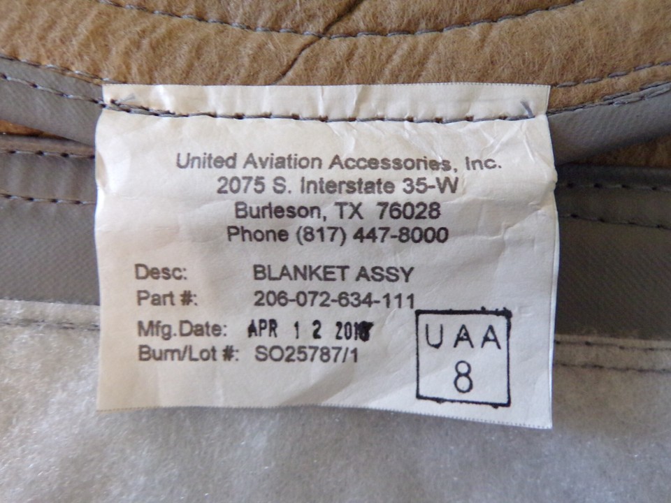 Bell 206 Helicopter Blanket Assy 206-072-634-111 United Aviation ...