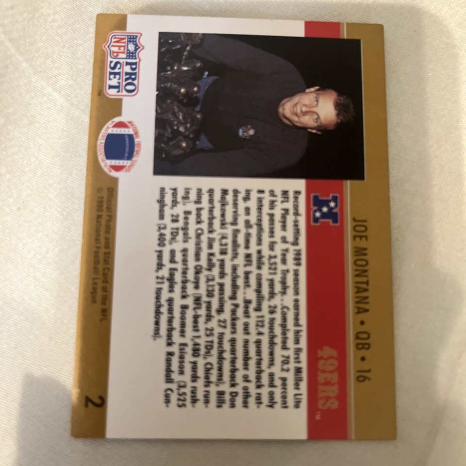 RARE Joe Montana 1990 Pro Set #2 MISPRINT ERROR NFL CARD | eBay