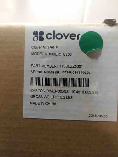 Clover Mini Wifi C300 - Card Reader / POS Point of Sale System w/ Power ...