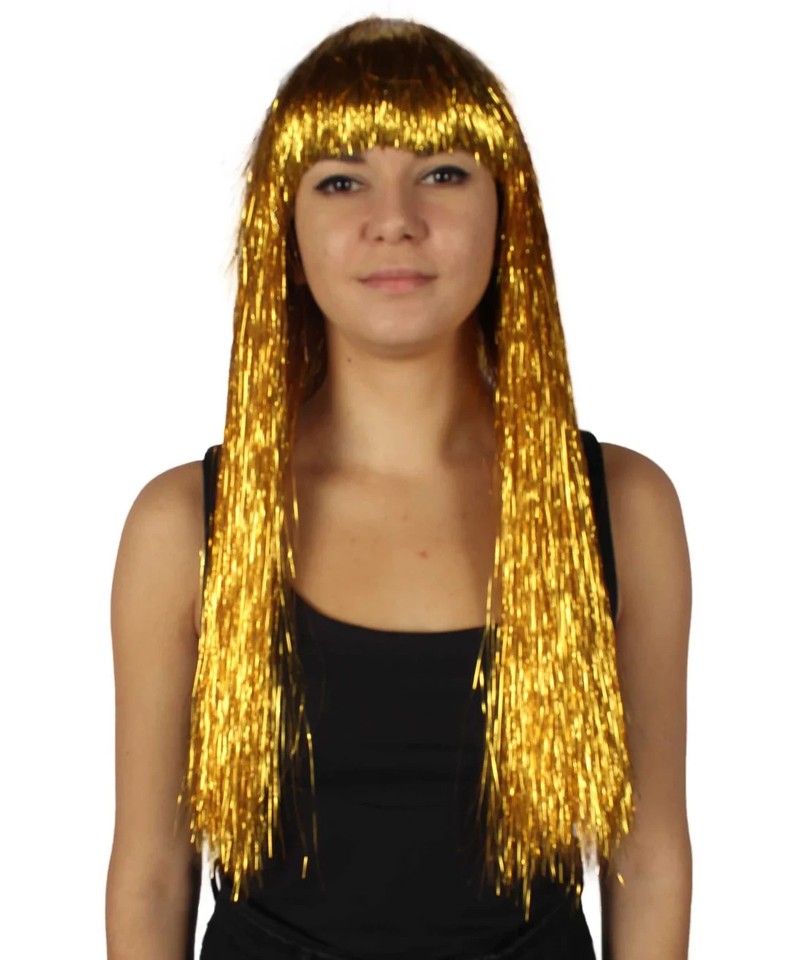 Long Tinsel Women’s Wig | Shiny Party Costume Hair for Halloween ...