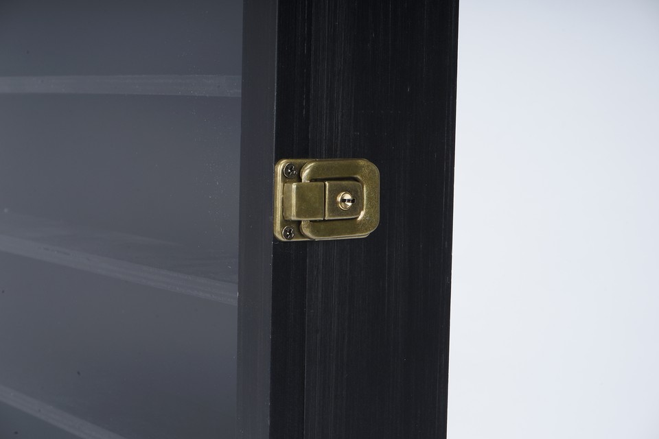 Black Shot Glass Display Case with Lockable Door Shadow Box Bar Cabinet ...