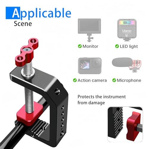C Clamp Camera Clamp Mount with 1/4’’ and 3/8’’ Threaded Holes - 2.44 ...