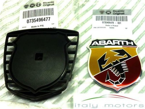 Fiat 500 C Abarth original Emblem Logo inkl. Trägerplatte 735496477 ...