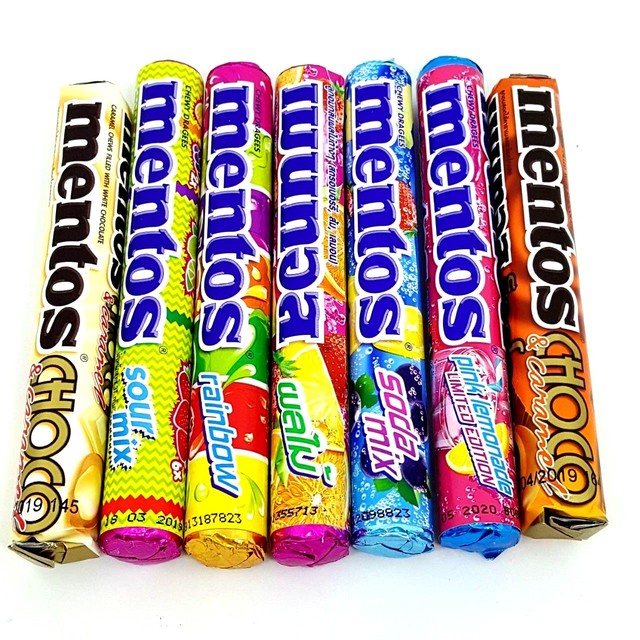 2XCHOCOLATE BARS MENTOS CHOCO & CARAMEL CHEWY CANDY FILLED WITH WHITE ...