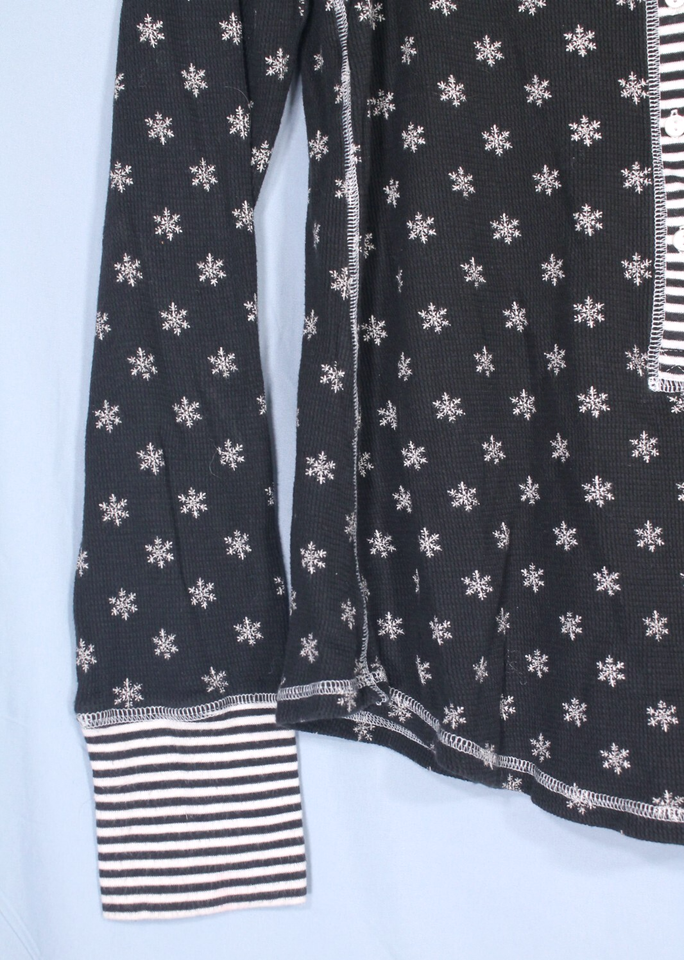 VICTORIA'S SECRET Black THERMAL Snowflakes Print LOUNGE Top/Pants ...
