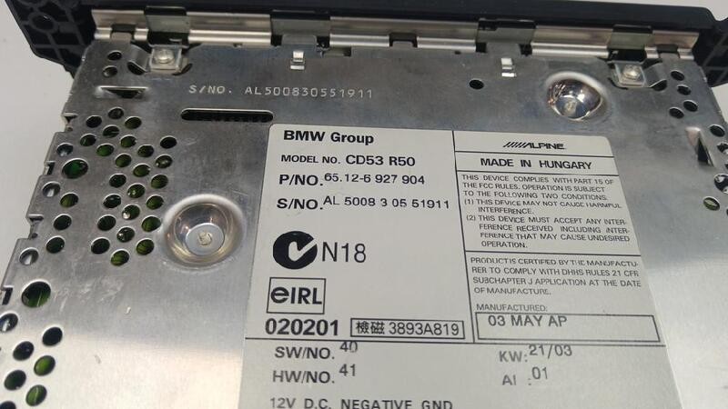 65.12-6927904 audio system MINI ONE - R50 2001 - 2004 - HATCHBACK 1.4 D ...