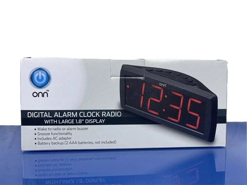 New ONN AM/FM Digital Alarm Clock Radio Large 1.8" Display | eBay