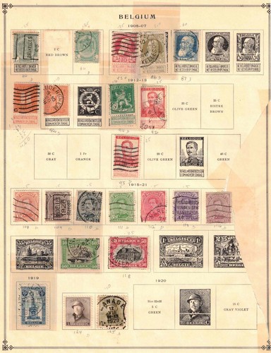 Belgium, Belgie, Belgique, Stamps 1905 to 1953, 20 pages album ...