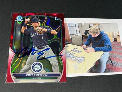 Colt Emerson Mariners Auto Signed 2023 1st Bowman Draft RED Wave ...