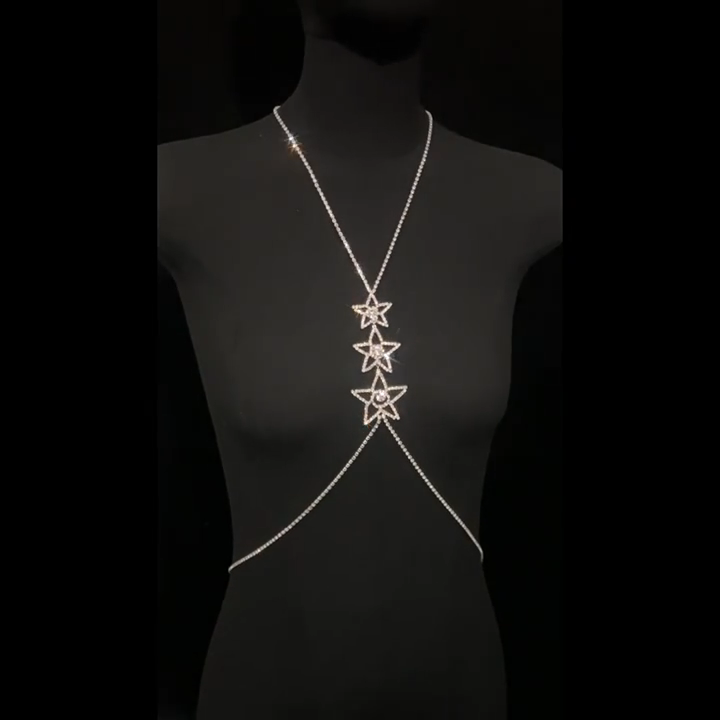 Women Rhinestone chest Bras Stars Outline Sexy Beach Body Chain Bralet ...