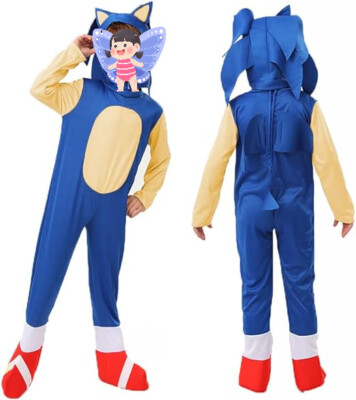 Kids Boys Sonic The Hedgehog Jumpsuit Cosplay Costume Fancy Dress Party ...