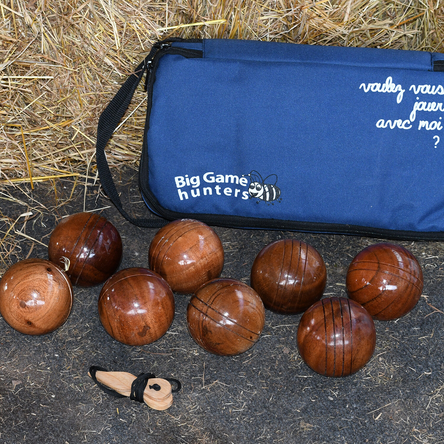 Big Game Hunters Wooden Boules Set of 8 Solid Engraved Balls With ...