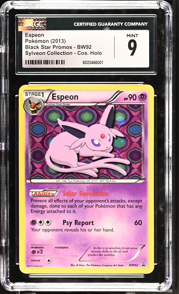 CGC 9 MINT Espeon Black Star Promo Holo BW92 Sylveon Collection Pokemon ...