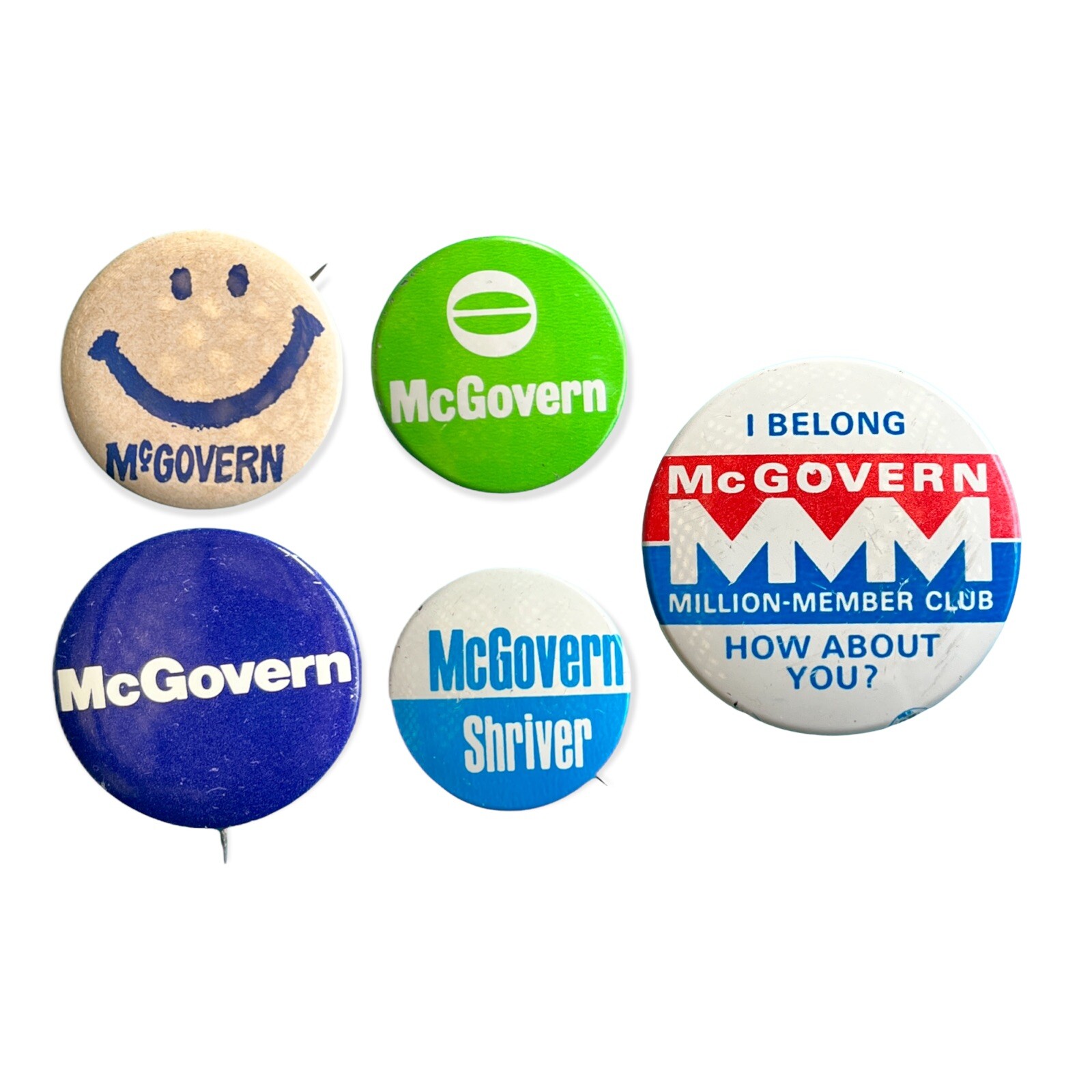 Lot of 5 George McGovern 1972 Campaign Pin Buttons Vintage Political ...