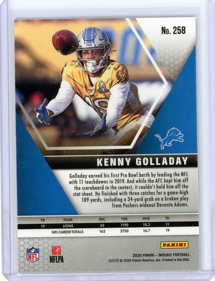 2020 Mosaic Football Kenny Golladay Pro Bowl Card# 258 Lions Giants | eBay