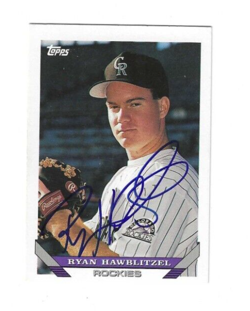 Autographed RYAN HAWBLITZEL Colorado Rockies 1993 Topps Card #648 - w ...