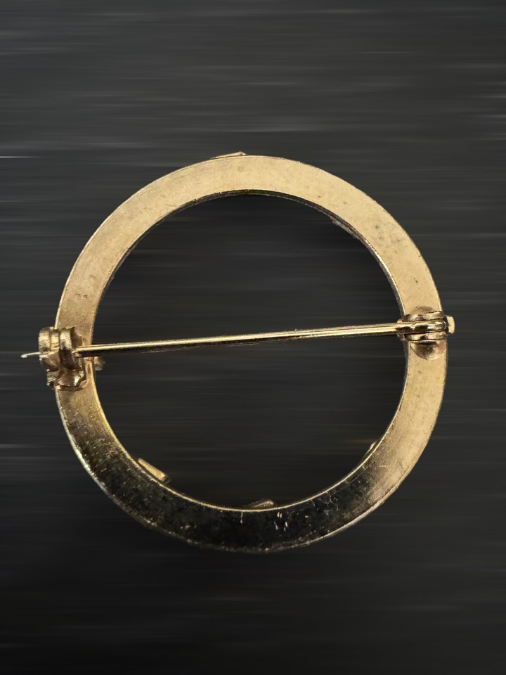 Vintage Goldtone RED Rhinestone Circle Brooch SIMPLE 1.5" DIAMETER | eBay