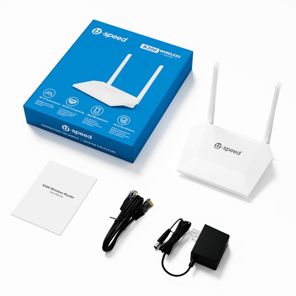 U-speed 2.4GHz N300 Home Internet Router Easy Setup 300Mbps Wireless ...