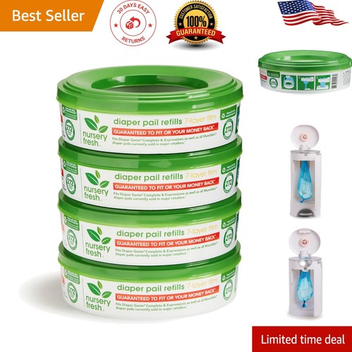 Eco-Friendly Diaper Genie Refill Rings - 4 Pack Holds 1,088 Newborn ...