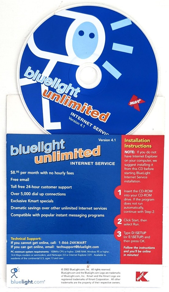 BlueLight KMart Internet Collectible / Install Disc, Vintage ISP Sign-up CD! | eBay