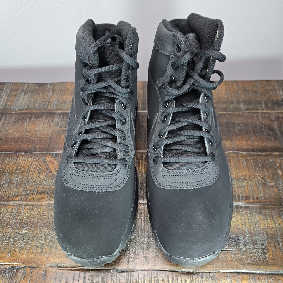 Nike ManoaDome Mens Size 8 Triple Black Mid Hiking Boots Shoes 844358 ...
