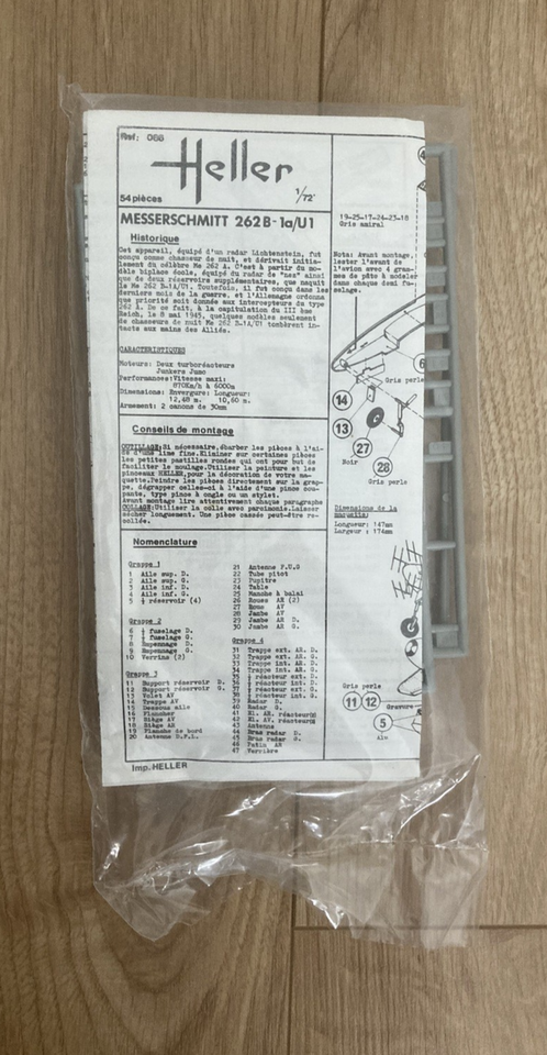 L283 Heller Model Kit 233 - Messerschmitt Me 262 B 1a/U1 - 1/72 - Pts ...