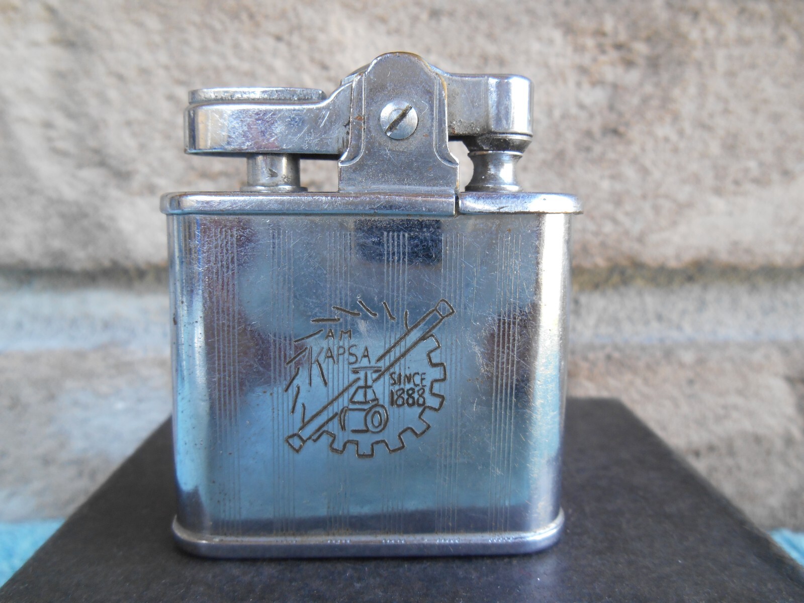 VINTAGE GIBSON ETCHED CHROME CIGARETTE LIGHTER. AM KAPSA SINCE 1888 | eBay