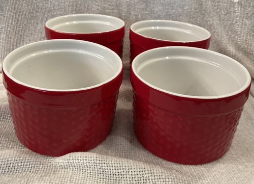 Home Essentials Red White Mini Ramekins Baking Dish Set of 4 | eBay