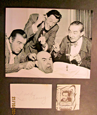 LON CHANEY JR. & JOHN CARRADINE (SIGN AUTOGRAPH CARD & CUT AUTOGRAPH ...