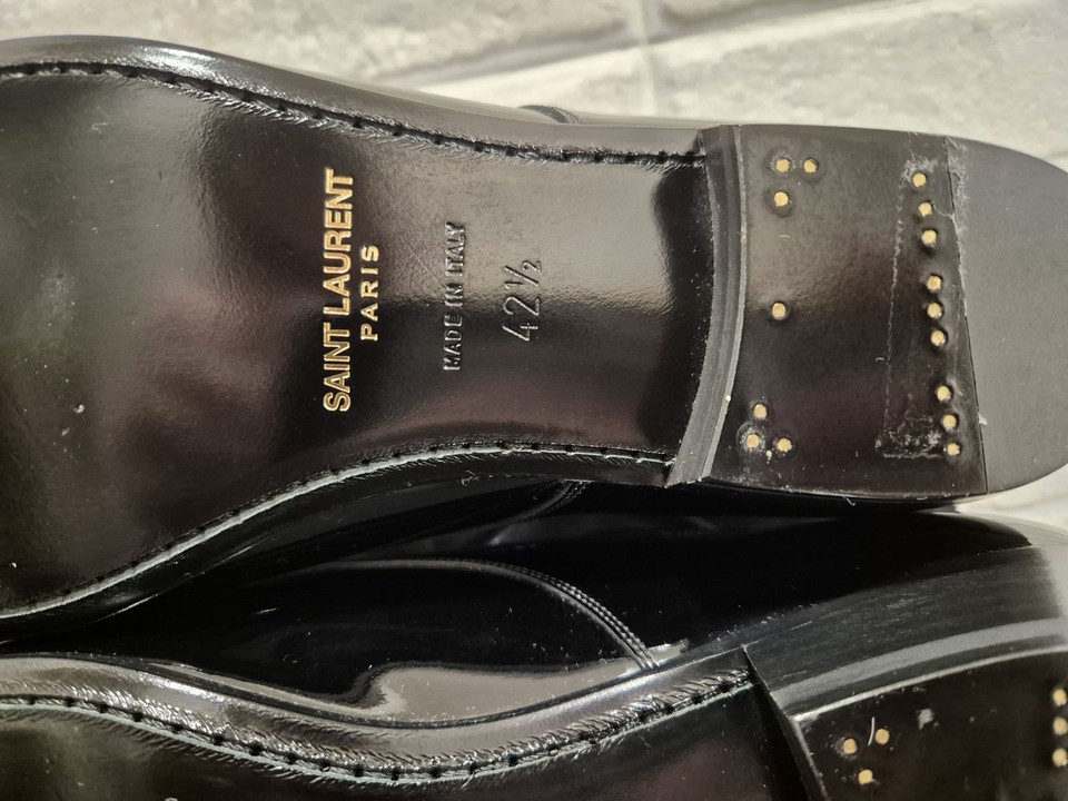 Authentic New Saint Laurent Paris YSL Noir Patent Leather Formal Shoes ...